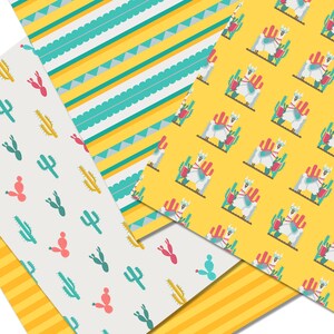 School Llama Digital Paper Pack, Cactus Scrapbook Pages, Alpaca, Kids ...