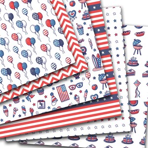 Stars and Stripes Digital Paper, 4th of July Independence Day Patterns ...