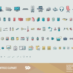 Office Clipart. Work Stationery Clip Art. Office Supplies Illustration ...
