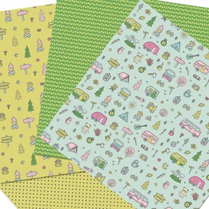 Happy Camper Digital Paper Pack, Camping Scrapbook Pages, Travel ...