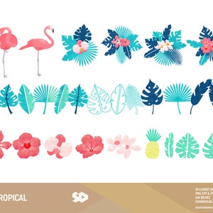 Tropical Digital Clipart. Flamingo Clip Art. Summer Clipart ...