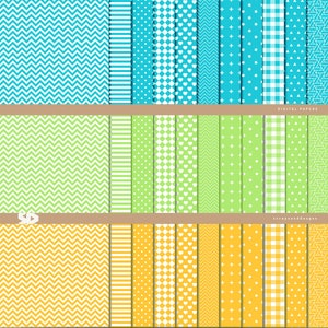 Essential Bright Colors Digital Paper Pack. 100 Papers. Patterns ...