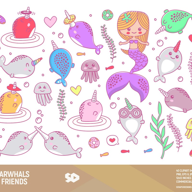 Narwhal Clip Art - Etsy