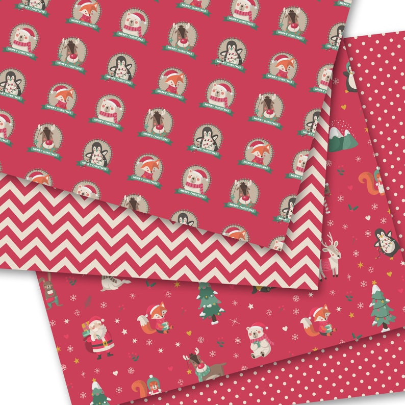 Woodland Christmas Digital Paper Santa Scrapbook Pages - Etsy