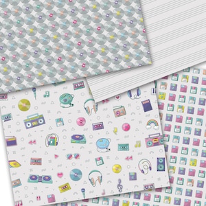 My Music Digital Paper, Retro Doodle Scrapbook Pages, Vinyl Cassette ...