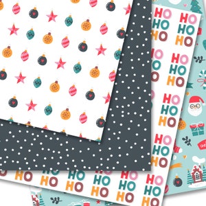 Winter Christmas Digital Paper, Santa Scrapbook Pages, Christmas Tree ...