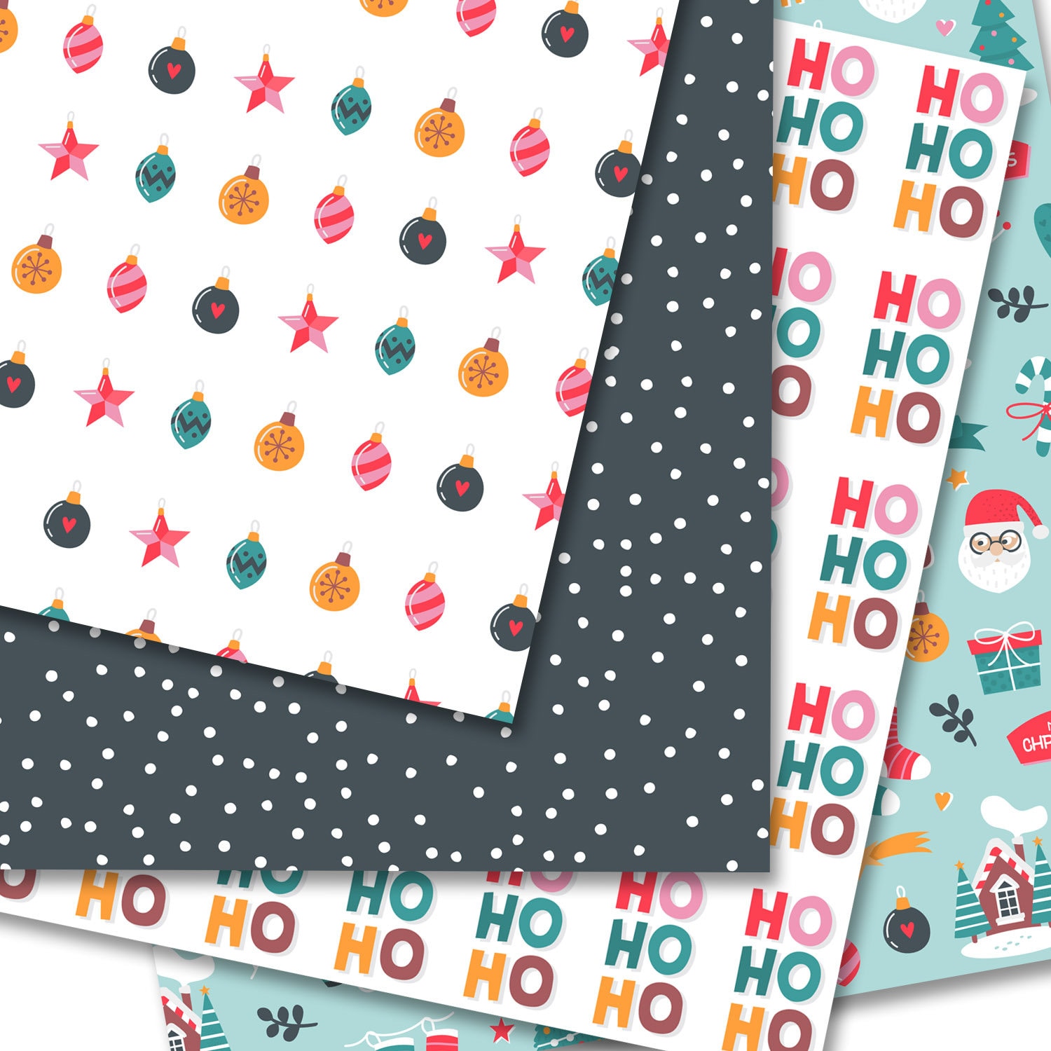 Winter Christmas Digital Paper Santa Scrapbook Pages - Etsy