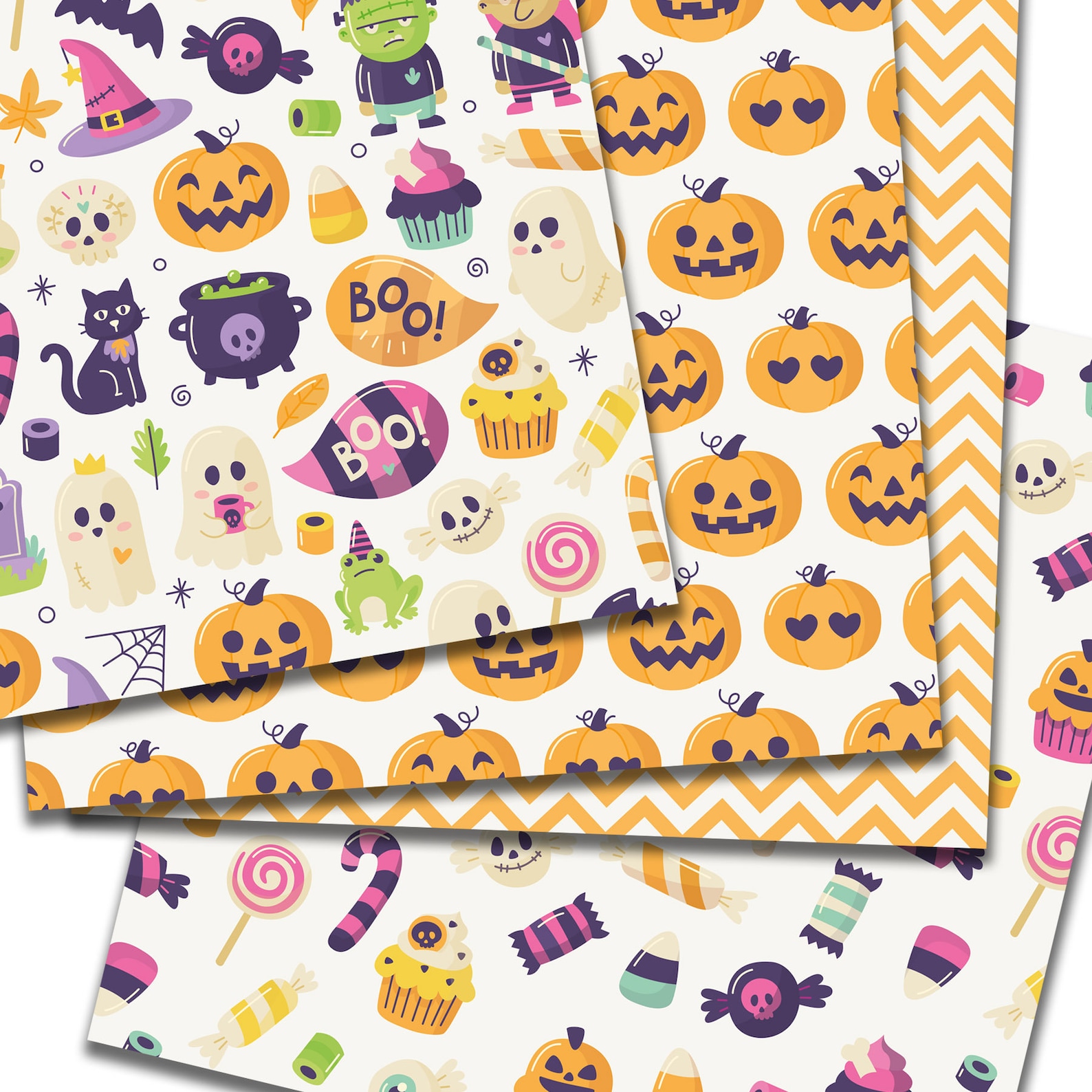 Cute Halloween Digital Paper. Ghost Scrapbooking Pages, Autumn ...