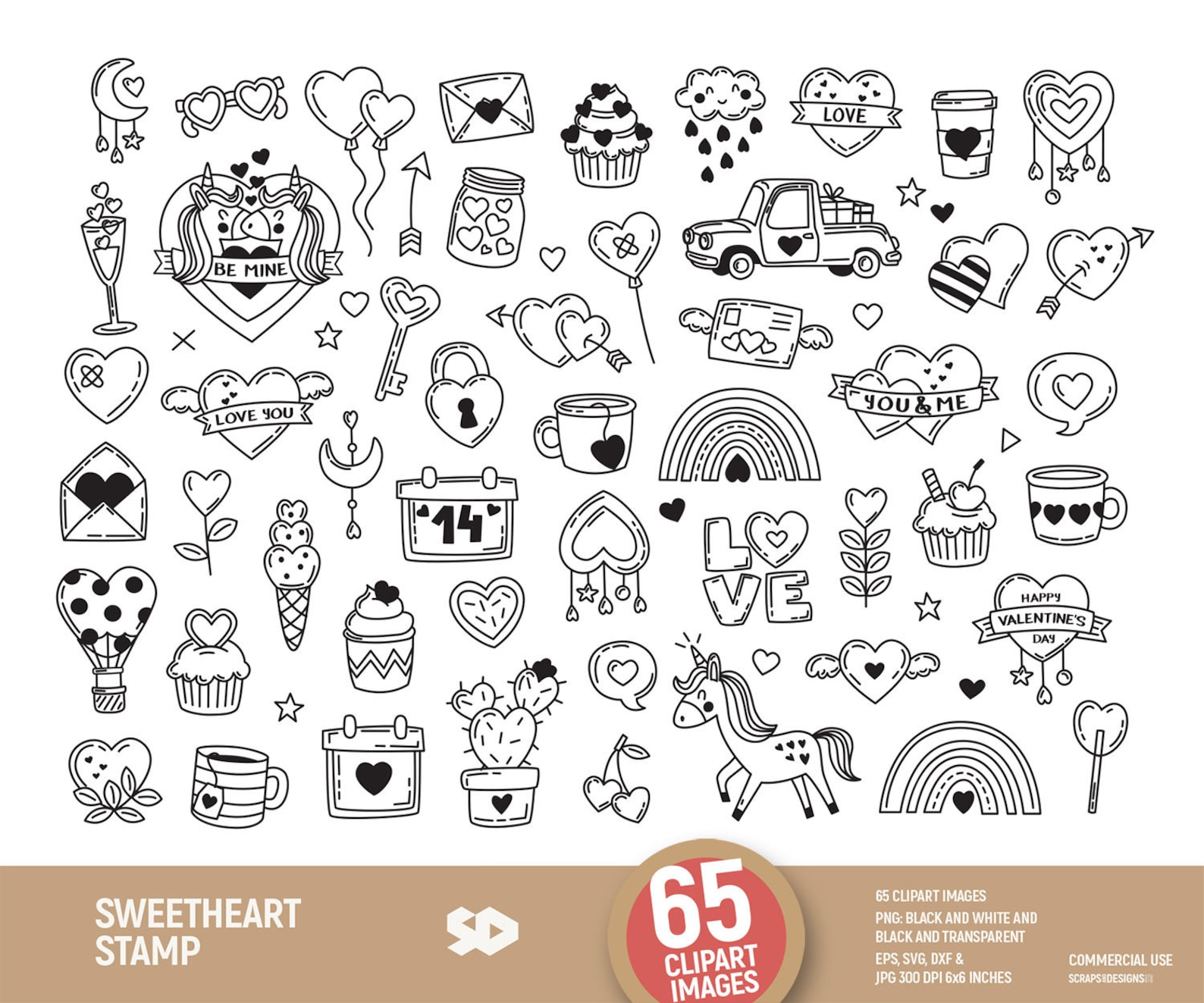 Sweetheart Clipart Bundle Valentine Clip Art Love Romantic - Etsy