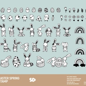 Easter Spring Clipart Bundle Bunny Clip Art Digital Stamp - Etsy