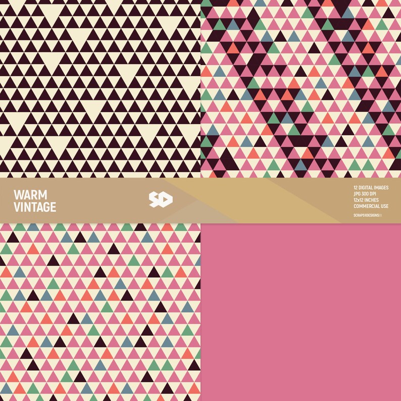 Warm Vintage Digital Paper Pack, Scrapbook Pages, Scrapbook Paper ...