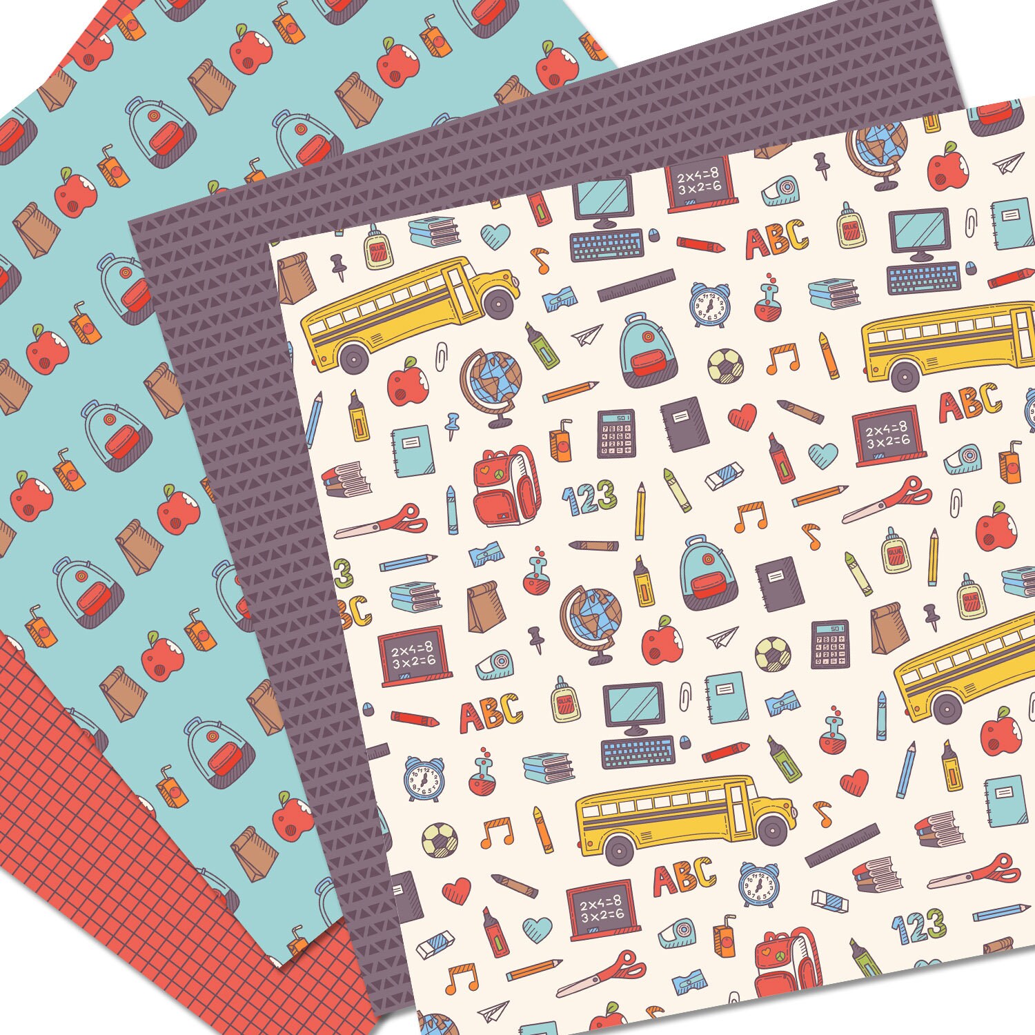 Back to School Digital Paper Pack Teacher Scrapbook Pages - Etsy