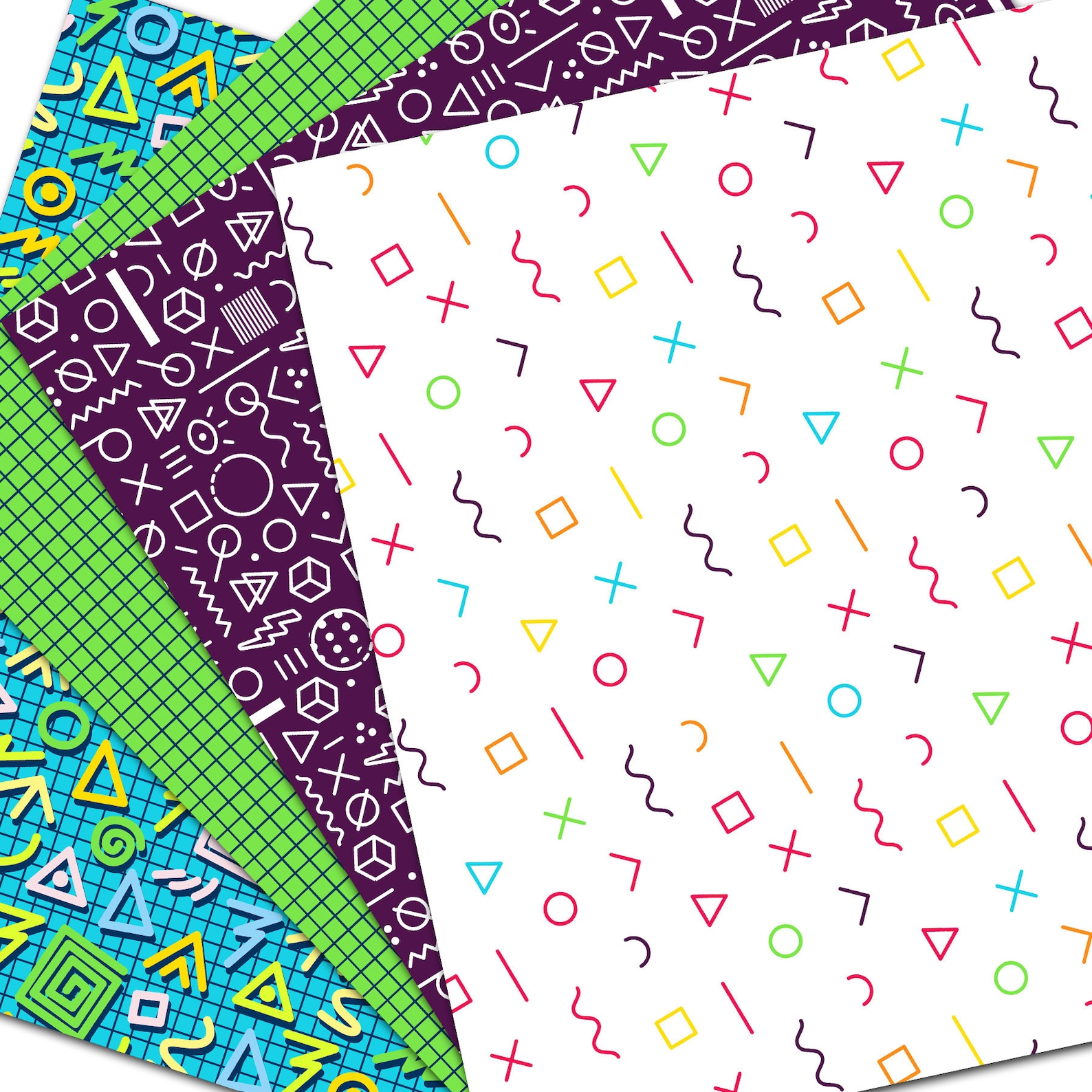 80's Style Digital Paper Pack Retro Scrapbook Pages - Etsy