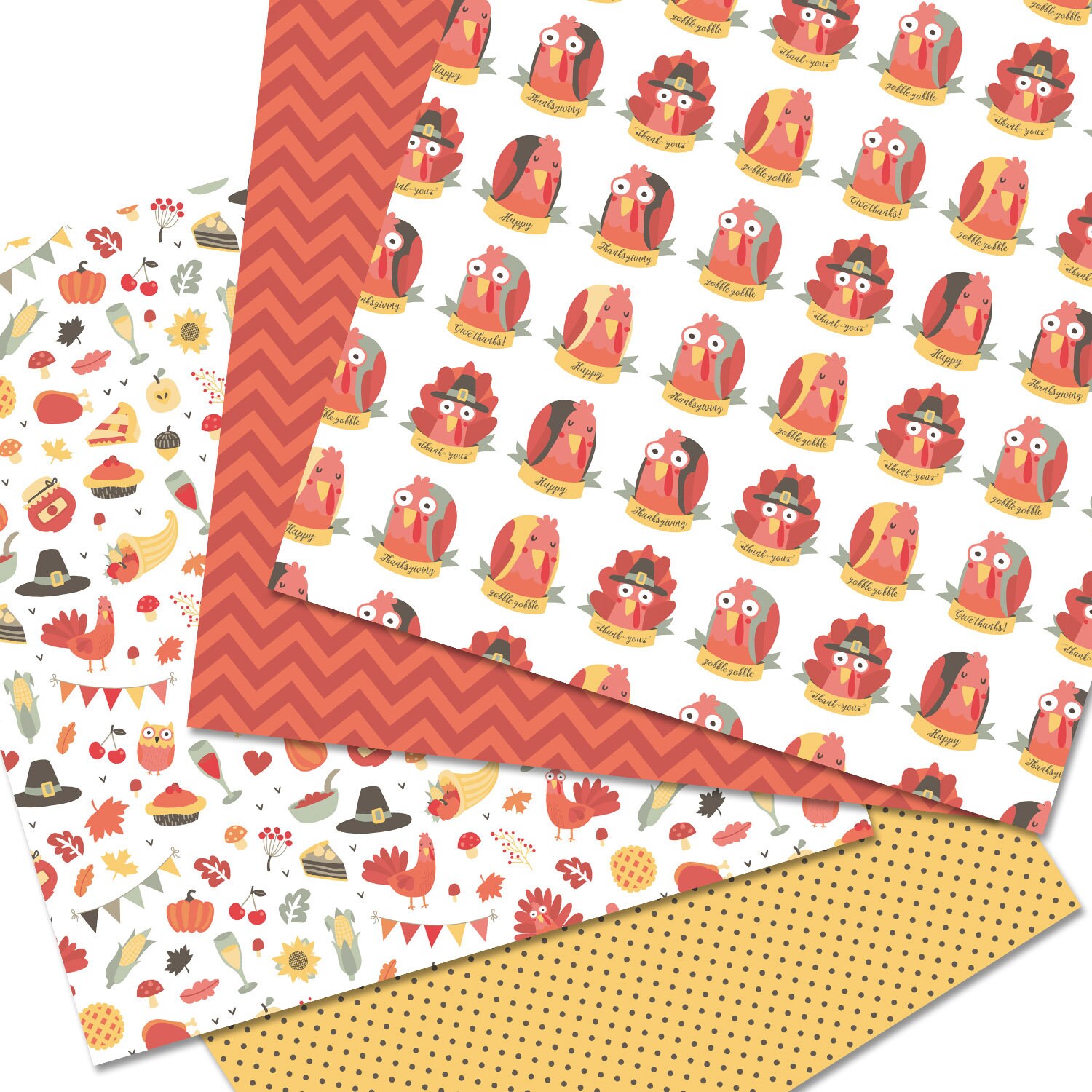 Thanksgiving Digital Paper Pack Fall Scrapbook Pages Thank | Etsy