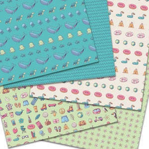 Summertime Digital Paper. Travel Holidays Scrapbooking Pages, Vacations ...