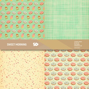 Sweet Morning Digital Paper Pack. Cupcakes Scrapbooking Chic. Vintage ...