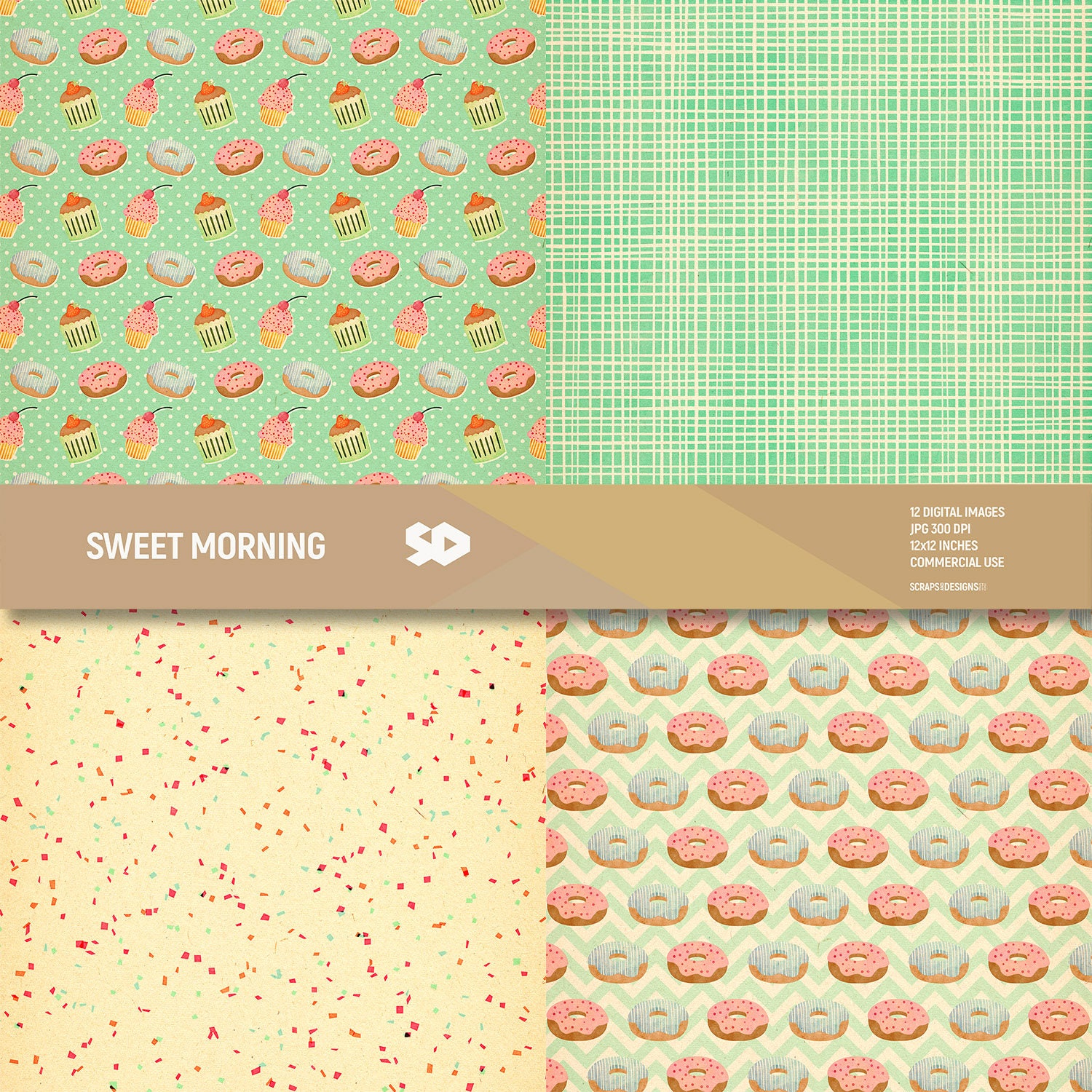 Sweet Morning Digital Paper Pack. Cupcakes Scrapbooking Chic. - Etsy