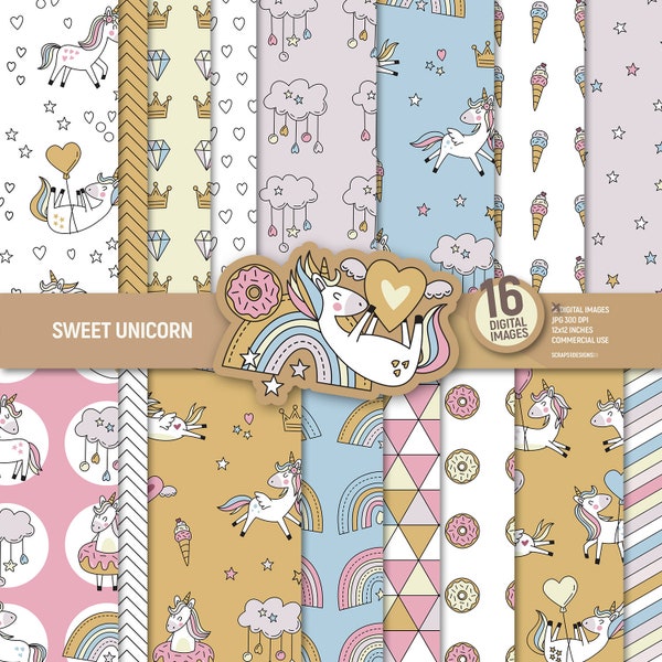 Unicorn Digital Paper - Etsy