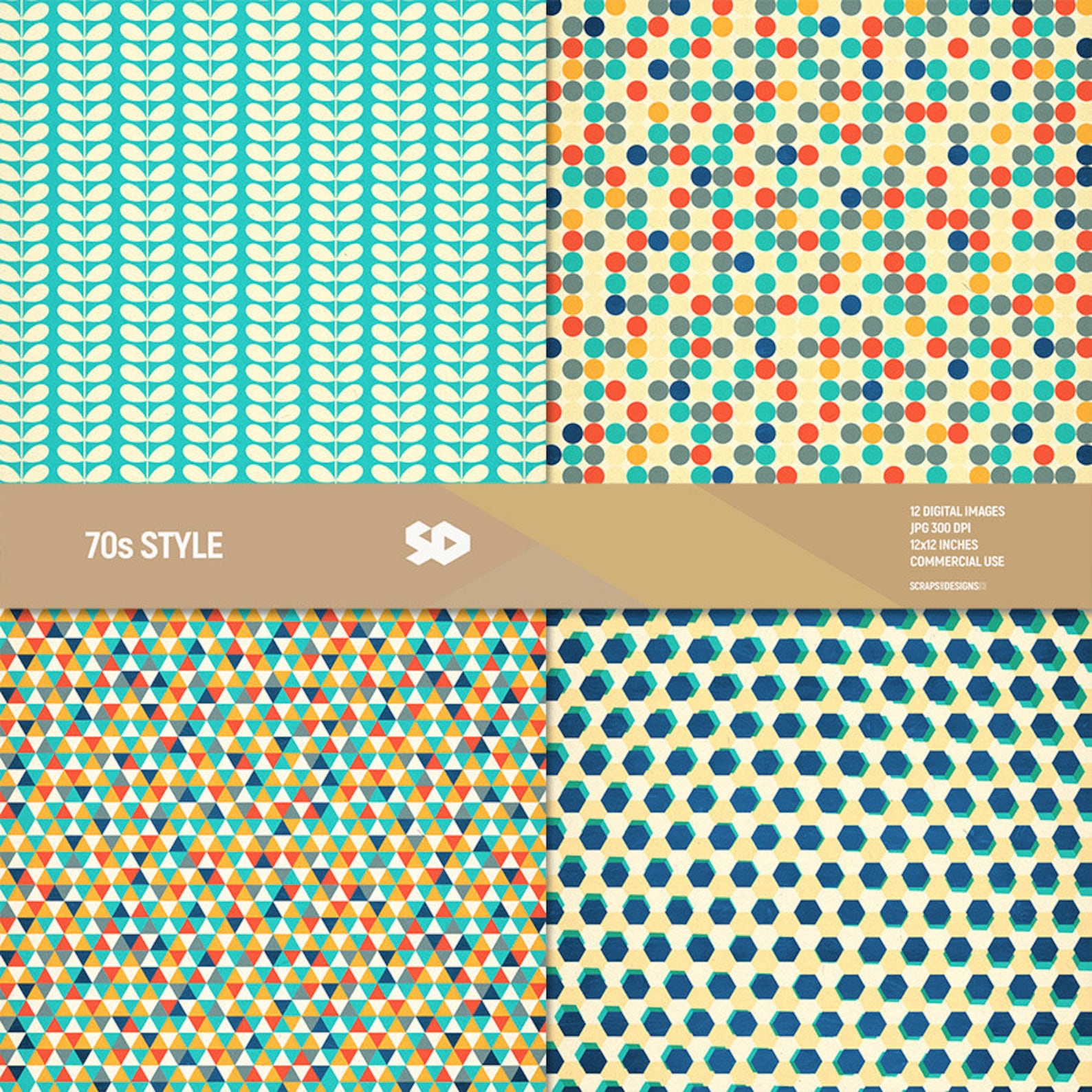 Retro Digital Paper Pack, Mid-century Scrapbook Pages, Scrapbooking ...