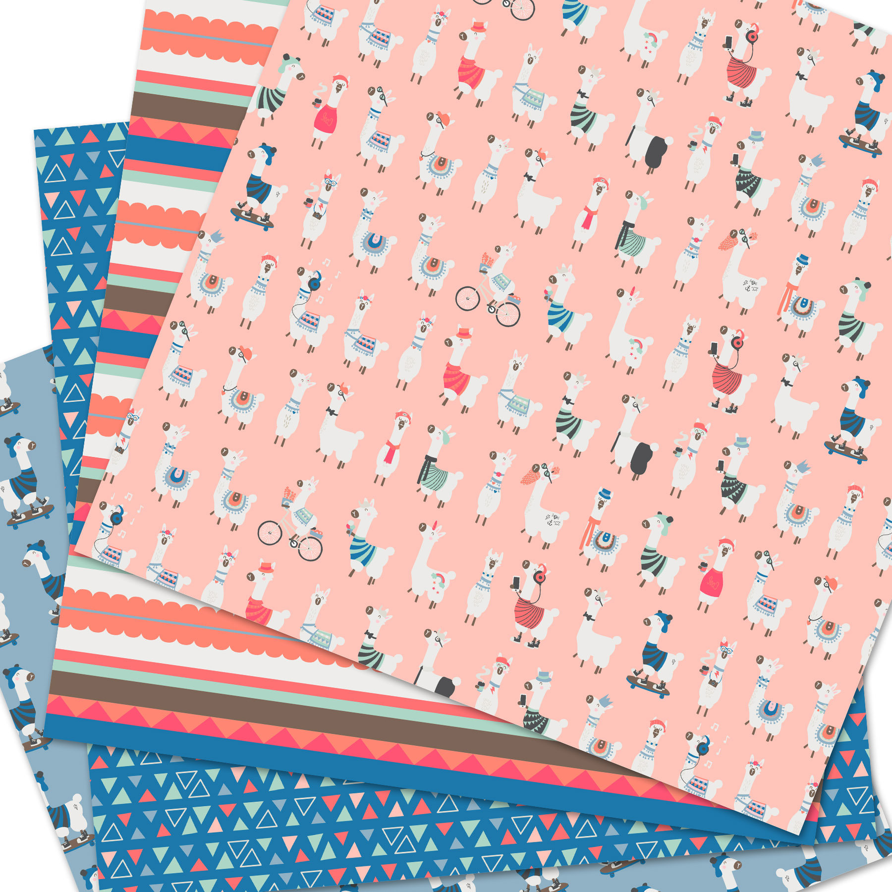 Cool Llamas Digital Paper Pack Cactus Scrapbook Pages Alpaca - Etsy