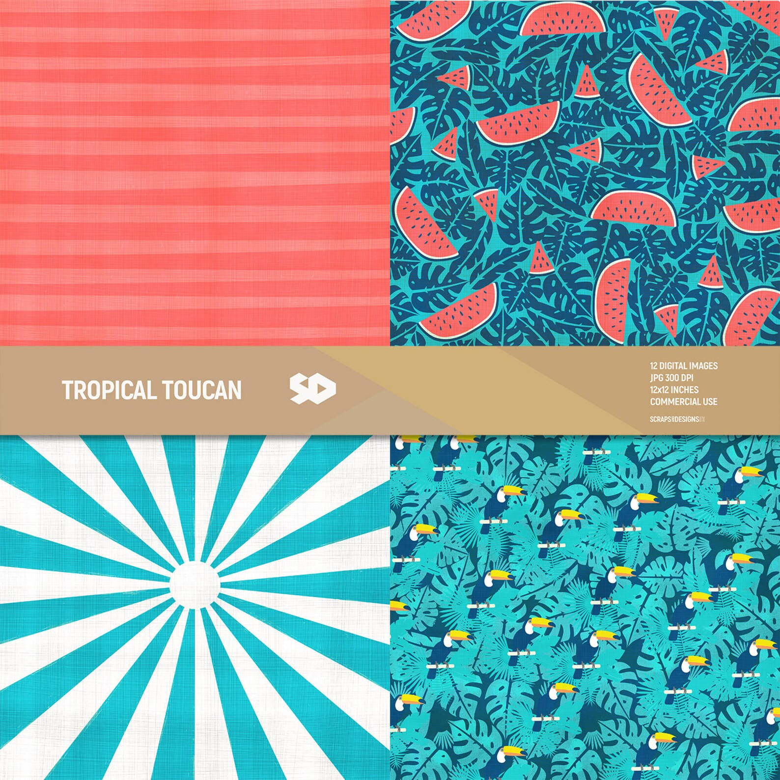 Tropical Toucan Digital Paper Pack. Toucan Scrapbooking Pages - Etsy