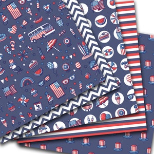 Stars and Stripes Digital Paper, 4th of July Independence Day Patterns ...