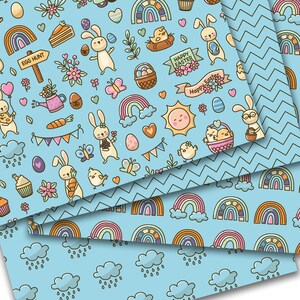 Easter Day Digital Paper, Bunny Scrapbook Pages, Floral Pattern, Spring ...