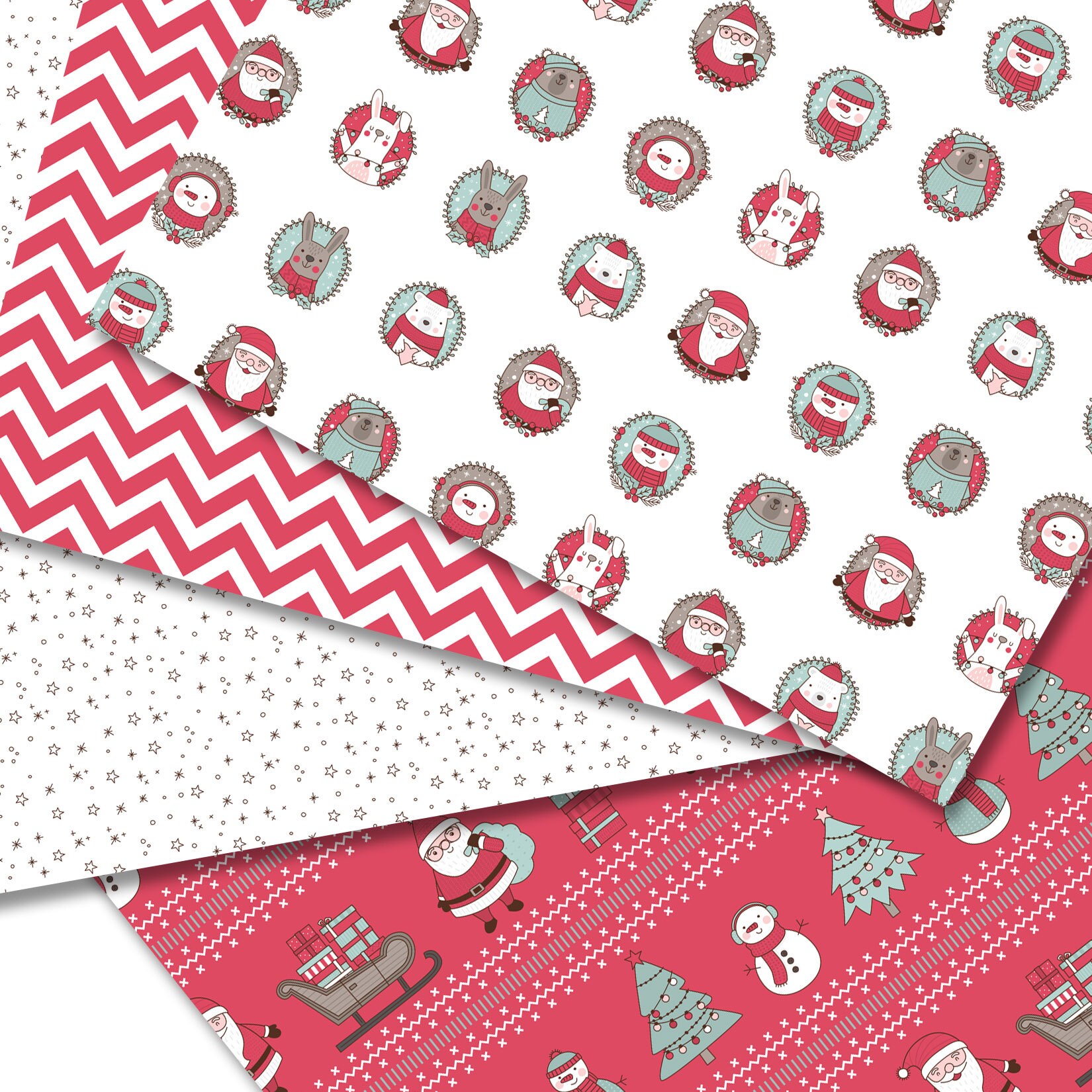 Happy Holidays Digital Paper Christmas Scrapbook Pages Santa - Etsy