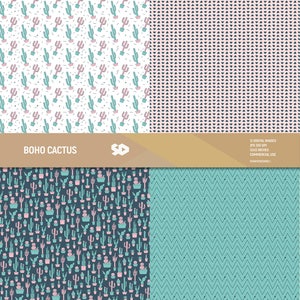 Boho Cactus Digital Paper Pack. Cactus Scrapbooking Pages, Desert ...