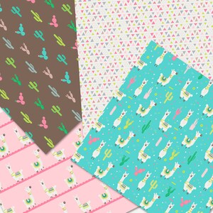 Llama Digital Paper Pack, Cactus Scrapbook Pages, Alpaca Patterns ...