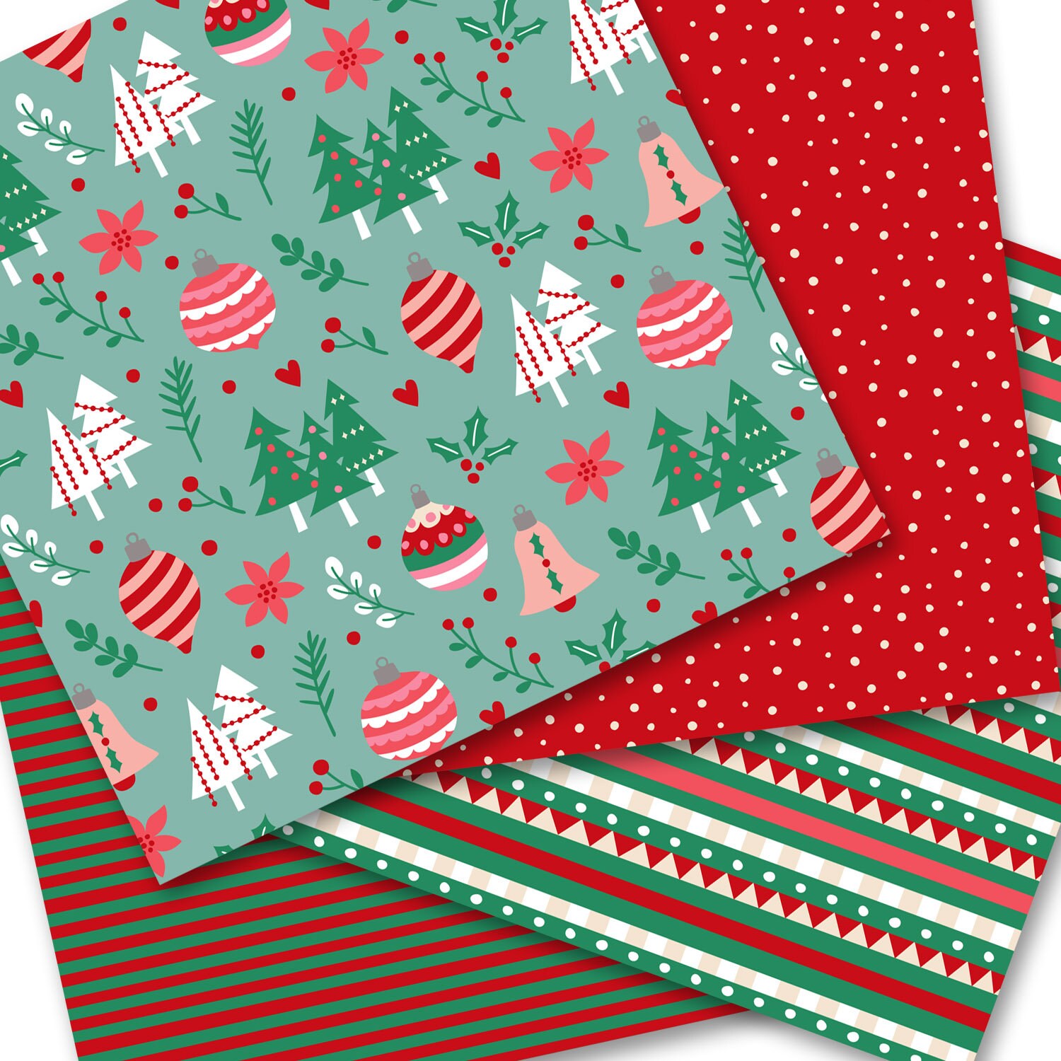 Christmas Joy I Digital Paper Pack Christmas Balls Scrapbook | Etsy