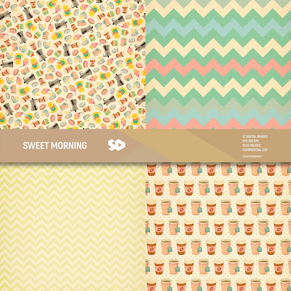 Sweet Morning Digital Paper Pack. Cupcakes Scrapbooking Chic. - Etsy