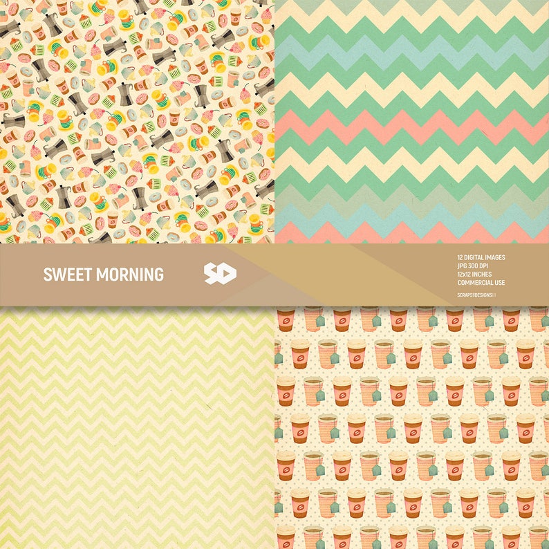 Sweet Morning Digital Paper Pack. Cupcakes Scrapbooking Chic. - Etsy