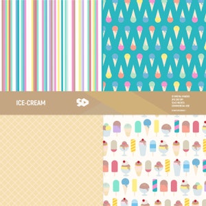 Ice-cream Digital Paper Pack, Summer Scrapbooking Paper, Printable ...