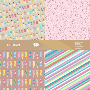 Ice-cream Digital Paper Pack, Summer Scrapbooking Paper, Printable ...
