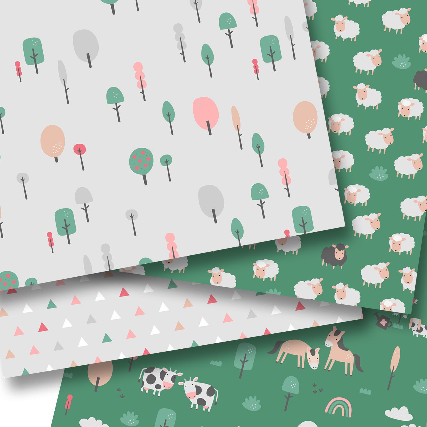 Farm Life Digital Paper Pack, Animals Scrapbook Pages, Nursery School ...