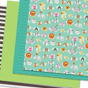 Animal Train Digital Paper Pack, Safari Zoo Scrapbook Pages, Party Kids ...