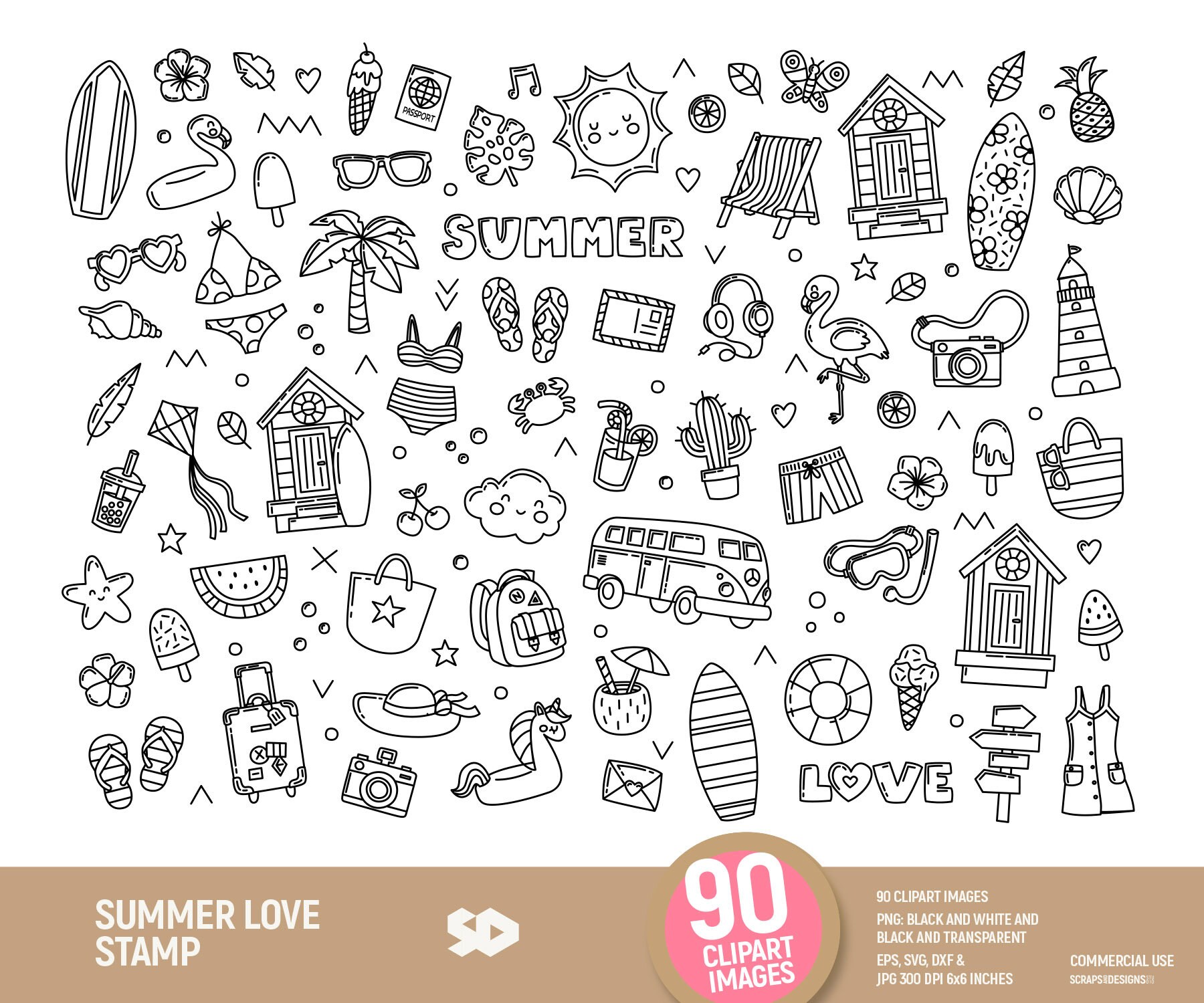 Summer Love Clipart Bundle Travel Holidays Clip Art Tropical | Etsy