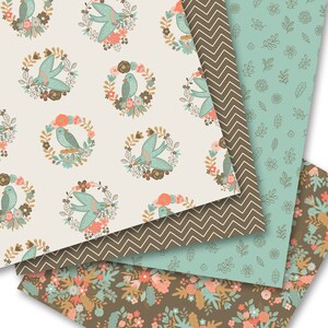 Floral Elements, Bouquets and Wreaths Digital Paper Pack, Scrapbook ...