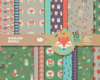 School Animals Digital Paper Pack Woodland Scrapbook Pages | Etsy