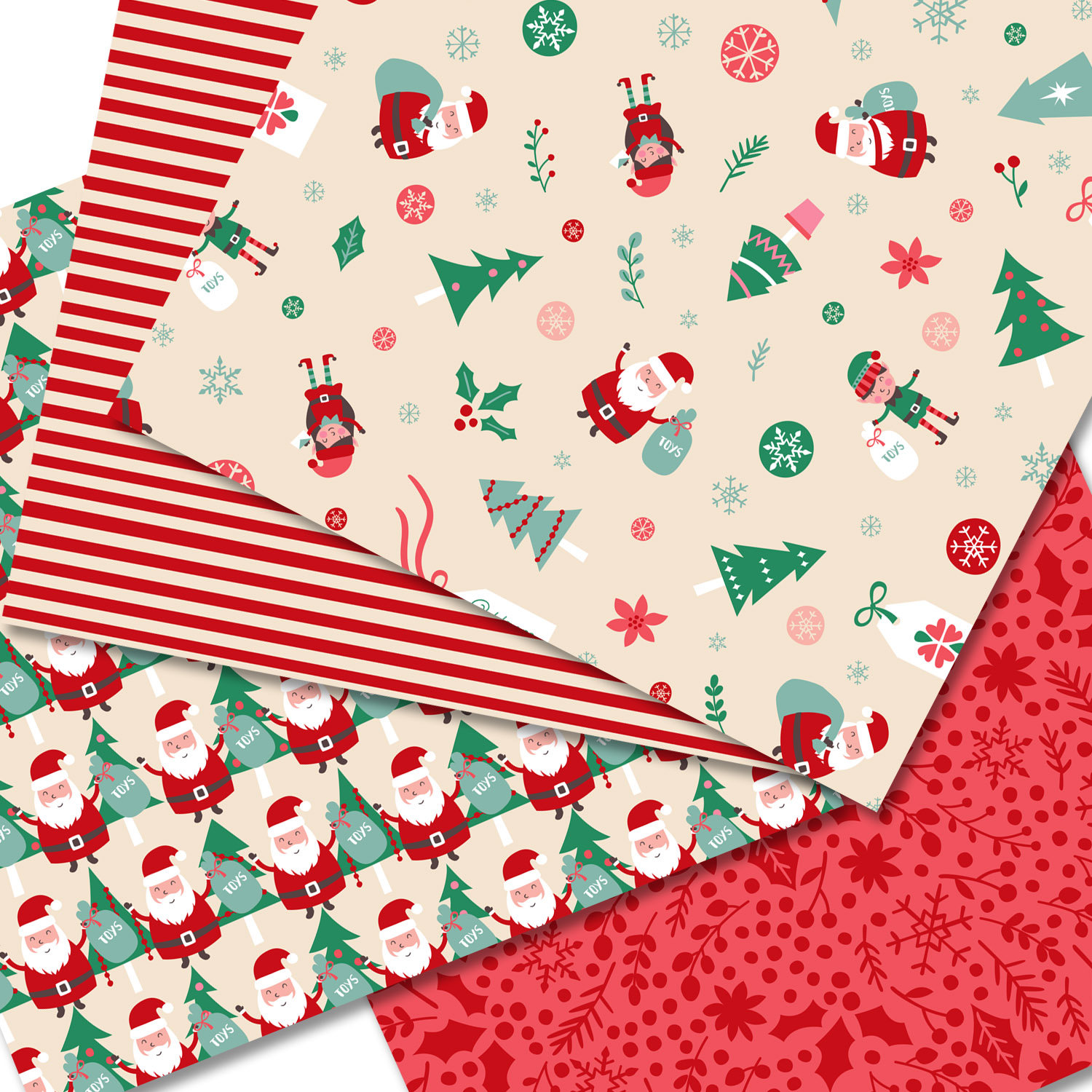 Christmas Joy II Digital Paper Pack, Santa Claus Scrapbook Pages ...