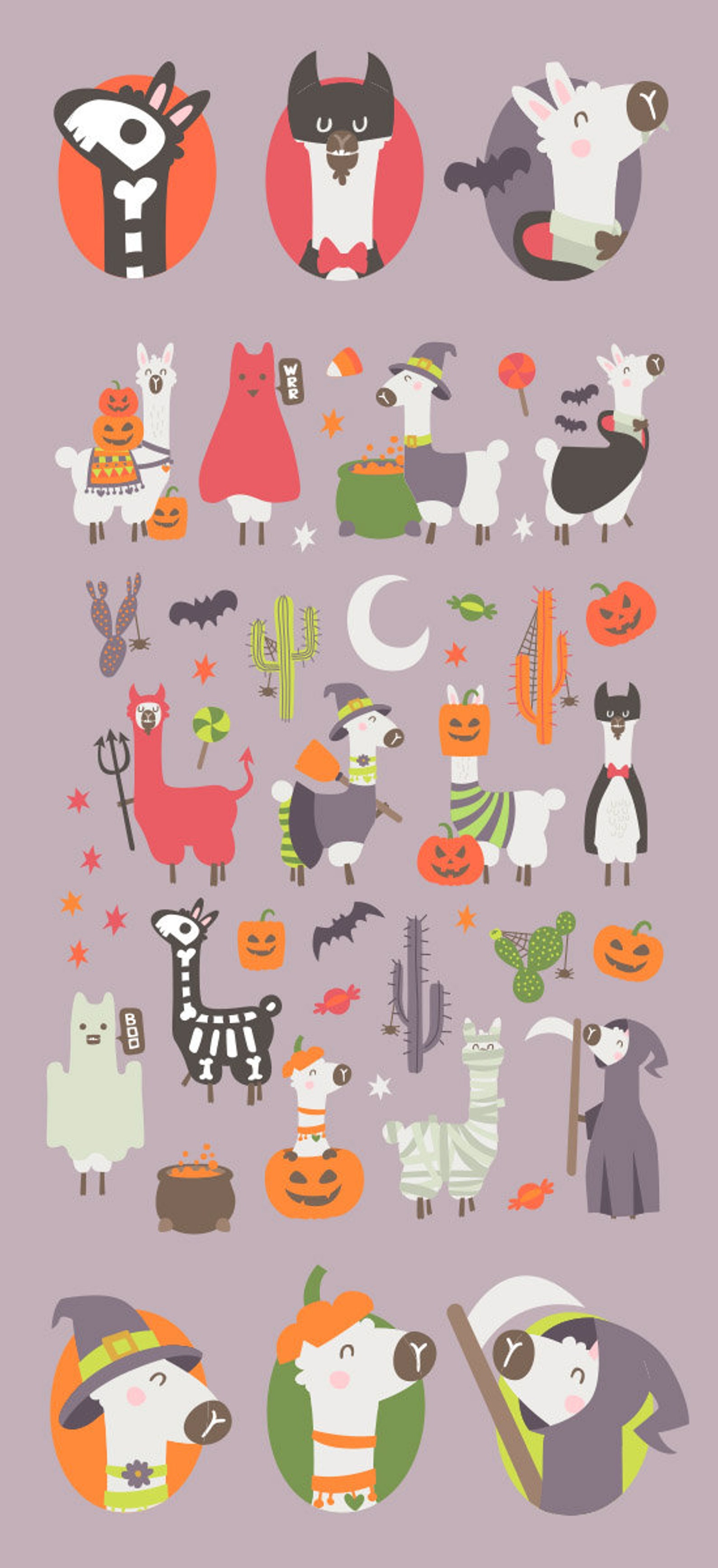 Halloween Llama Clipart, Cactus Clip Art, Alpaca Animals Draw, Pumpkin ...
