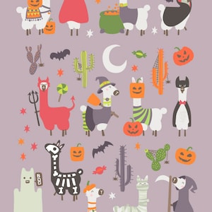Halloween Llama Clipart, Cactus Clip Art, Alpaca Animals Draw, Pumpkin ...