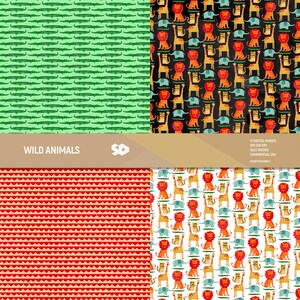 Wild Animals Digital Paper Pack. Watercolor. African Scrapbooking Pages ...