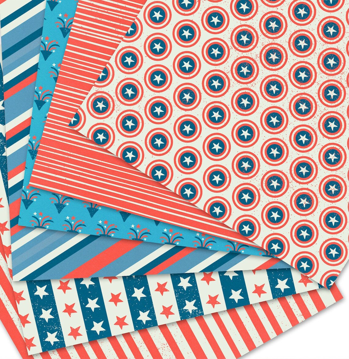 4th of July Digital Paper Pack, Independence Day Patterns, USA Flag ...