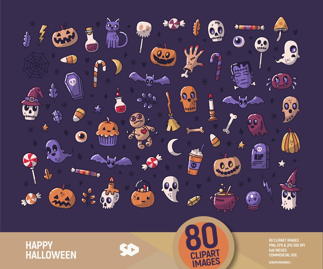 Happy Halloween Clipart, Pumpkin Clip Art, Trick or Treat, Autumn Fall ...