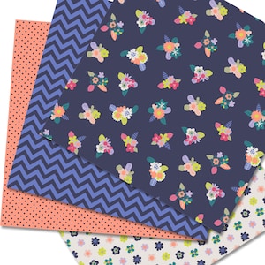 Colorful Blossom Digital Paper Pack, Floral Scrapbook Pages, Flower ...