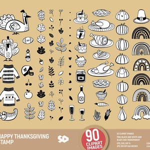Happy Thanksgiving Clipart Bundle Fall Autumn Clip Art Turkey Food ...