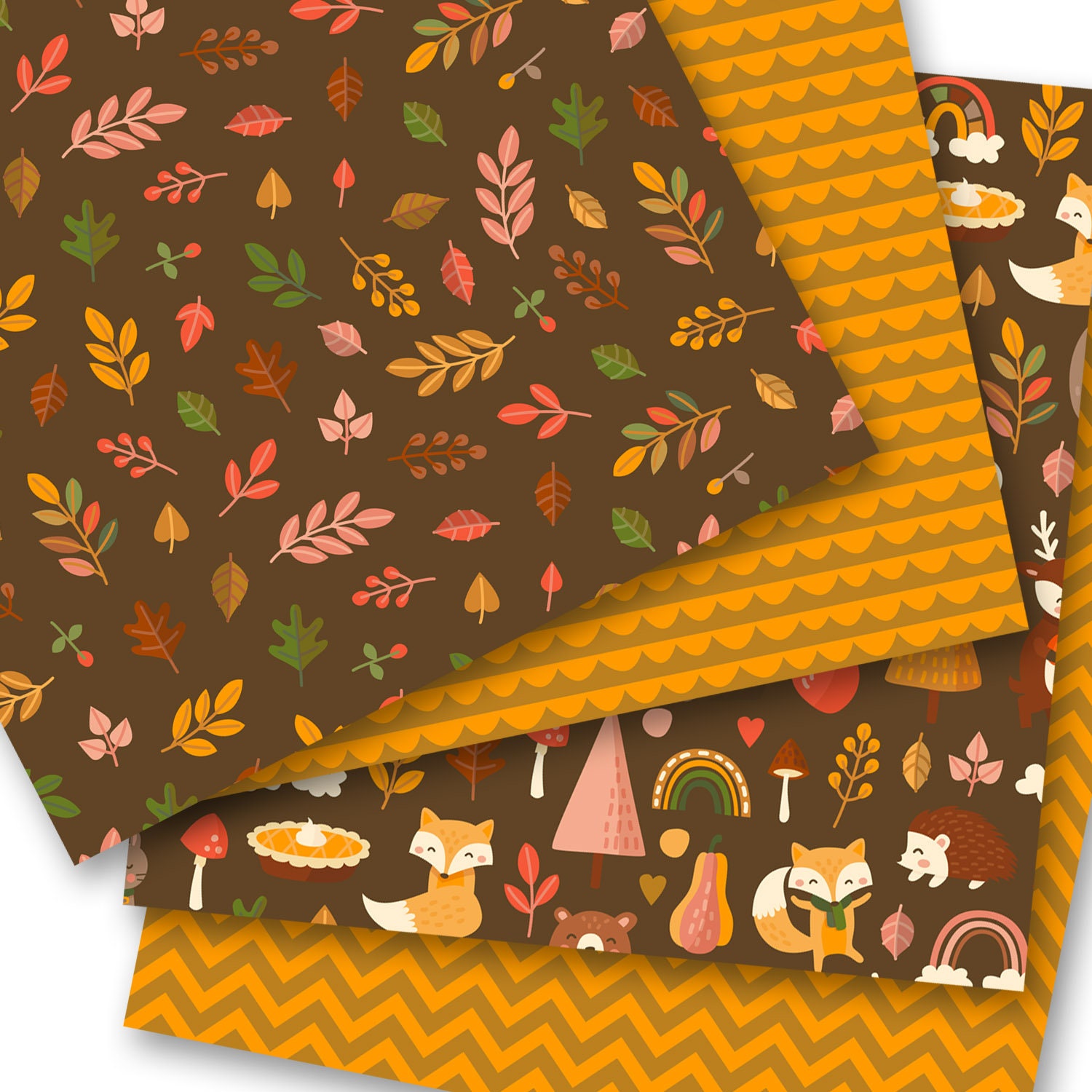 Hello Autumn Digital Paper. Fall Animals Scrapbooking Pages. - Etsy