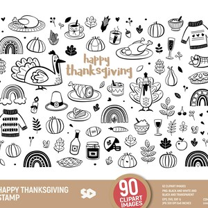 Happy Thanksgiving Clipart Bundle Fall Autumn Clip Art Turkey Food ...
